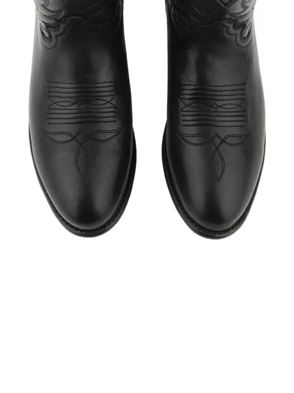 PAUL WARMER Kansas Leather Cowboy Boots - Black