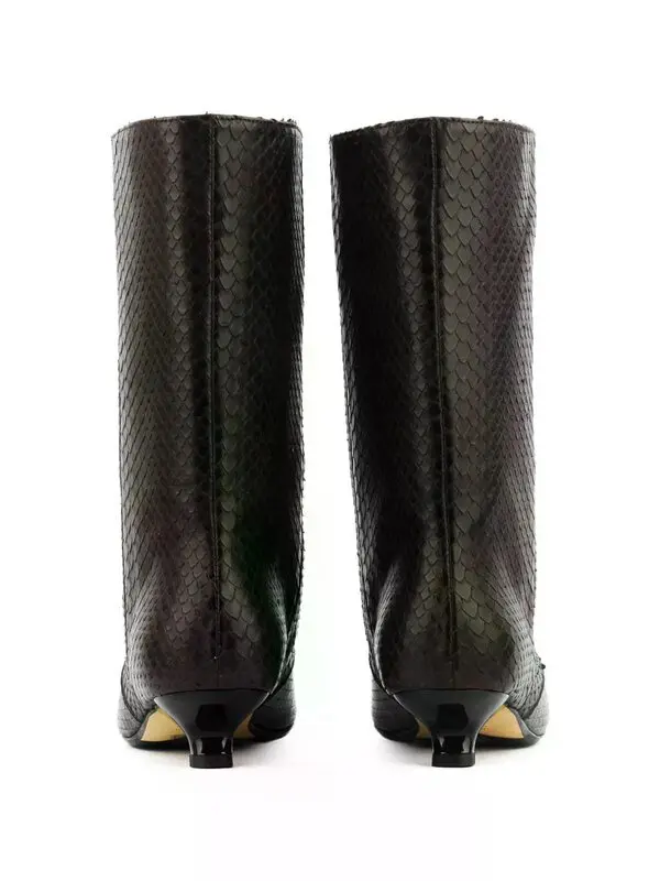 ROTUE Python-print Pointed-toe Ankle Boots