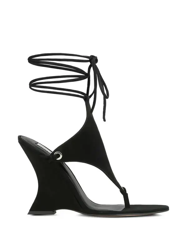 NAKED WOLFE Rampage Lace-up Wedge Pumps