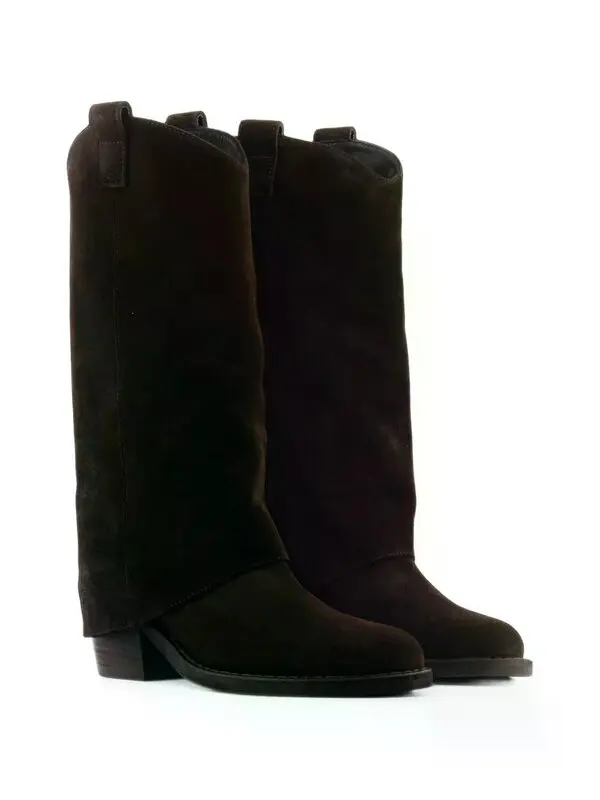 PAUL WARMER Suede Gaiter-overlay Knee-high Boots - Brown