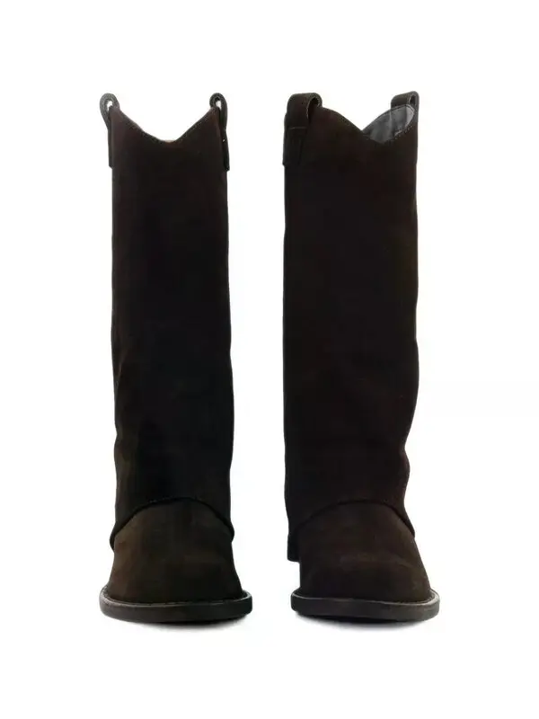 PAUL WARMER Suede Gaiter-overlay Knee-high Boots