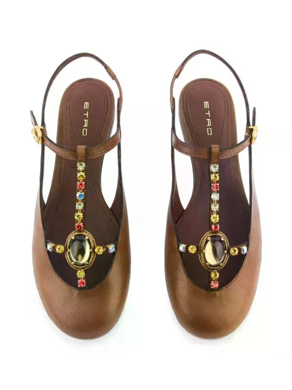 Etro Embellished T-bar Slingback Ballet Flats