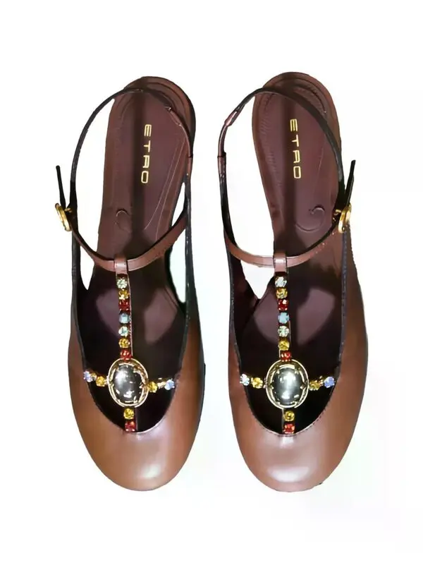 Etro Embellished T-bar Slingback Ballet Flats