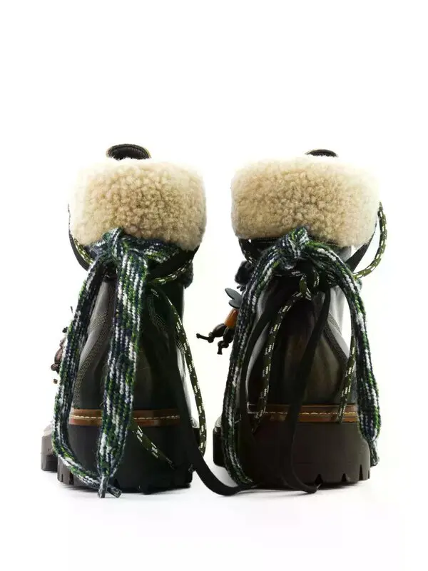 Elena Iachi Lace-up Shearling-trim Boots