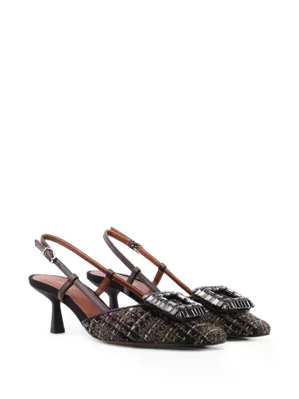 PAUL WARMER Loulou Crystal-buckle Boucle Pumps - Brown