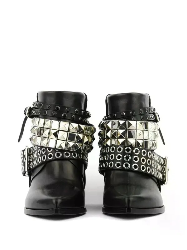 Elena Iachi Petra Stud-embellished Biker Boots - Black