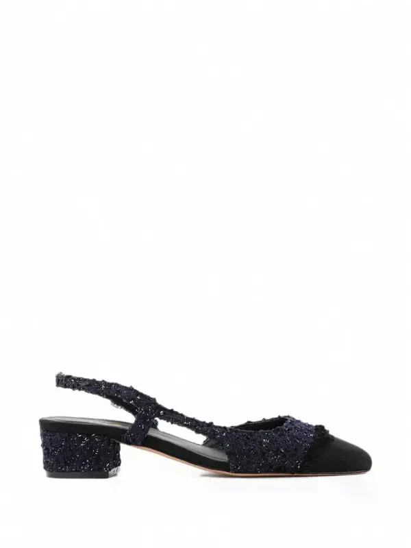 PAUL WARMER Loulou Bouclé Slingback Pumps - Blue