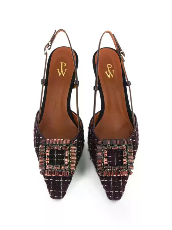 PAUL WARMER Crystal-embellished Boucle Pumps