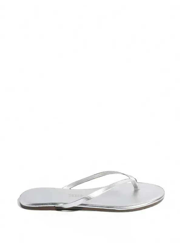 Tkees Lily Metallics Leather Flat Sandals - Silver