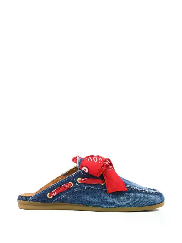 TORAL SHOES Killian Bandana-detail Denim Mules
