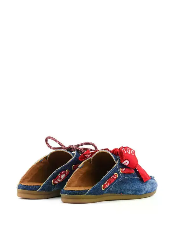 TORAL SHOES Killian Bandana-detail Denim Mules