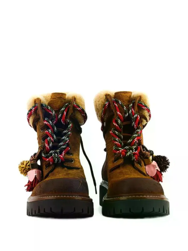 Elena Iachi Pom-pom Lace-up Ankle Boots