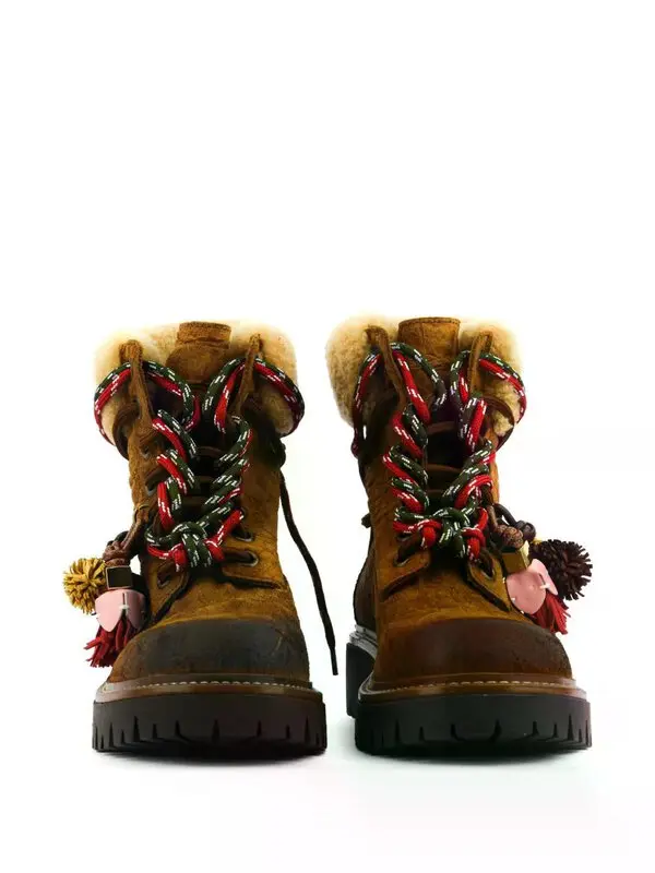 Elena Iachi Pom-pom Lace-up Ankle Boots