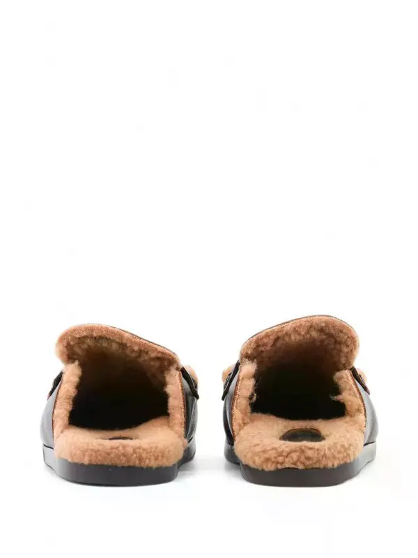 POSA Tassel-detail Shearling-trim Mules