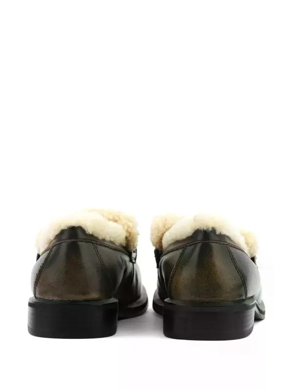 TORAL SHOES Shearling-trim Leather Loafers