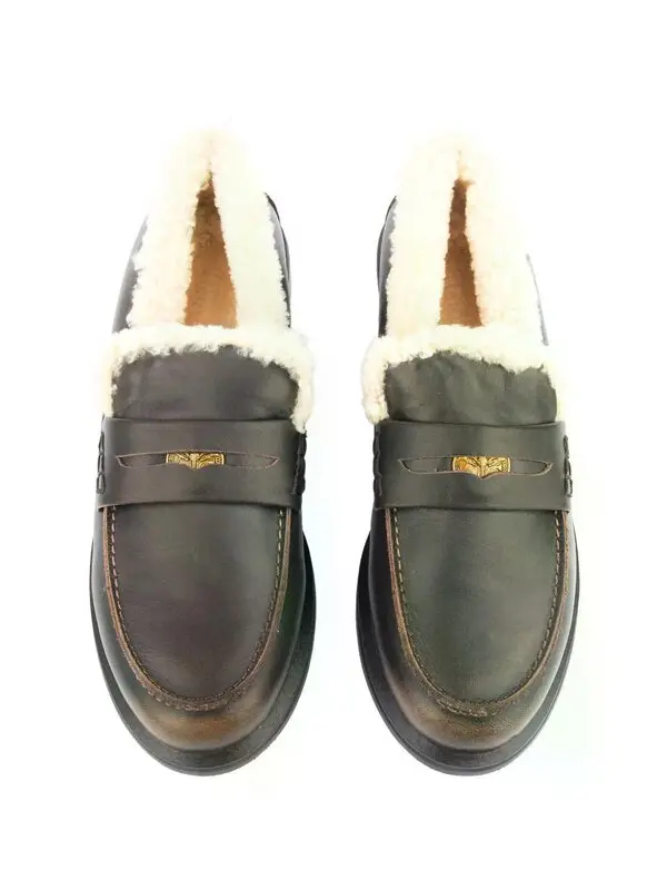 TORAL SHOES Shearling-trim Leather Loafers