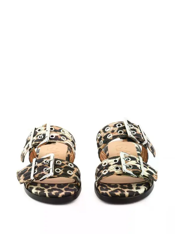 GANNI Leopard-print Buckle-fastening Sandals