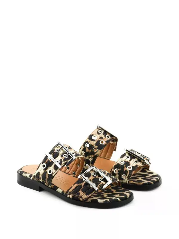 GANNI Leopard-print Buckle-fastening Sandals