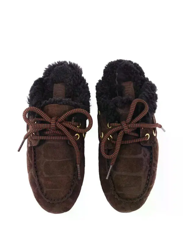 TORAL SHOES Blanche Croc-effect Shearling-lined Mules