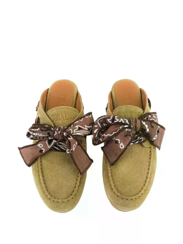 TORAL SHOES Kilian Bandana-tie Suede Flat Mules