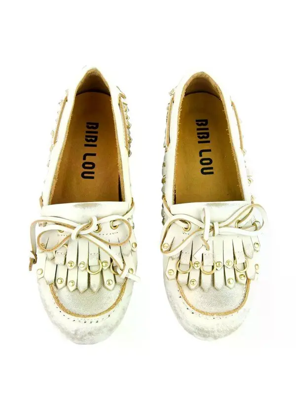 BIBI LOU Aurelie Fringed Studded Loafers