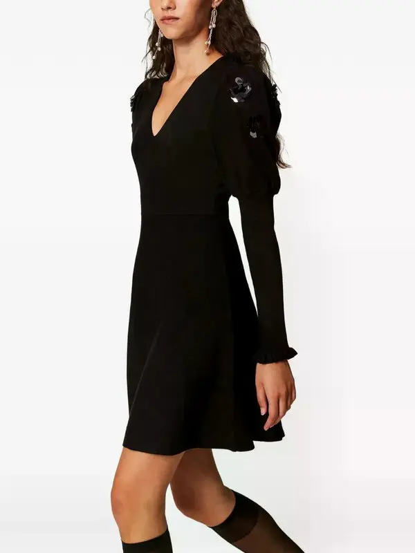TWINSET Short Knit Dress With Sequin Embroidery