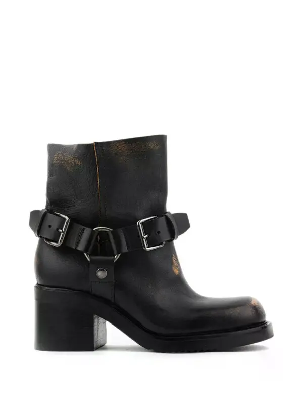 Elena Iachi Bohemian Distressed Ankle Boots - Black