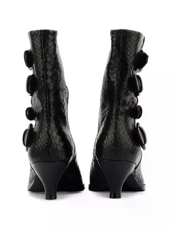 Elena Iachi Multi-buckle Snake-print Ankle Boots