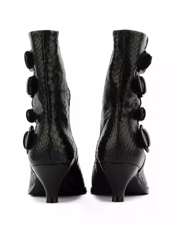 Elena Iachi Multi-buckle Snake-print Ankle Boots