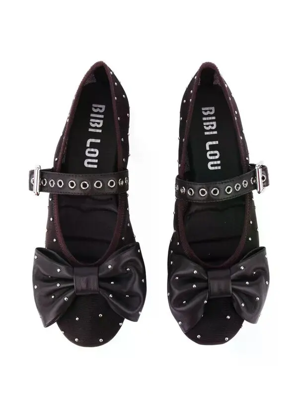 BIBI LOU Gaela Studded Bow-detail Ballet Flats - Brown