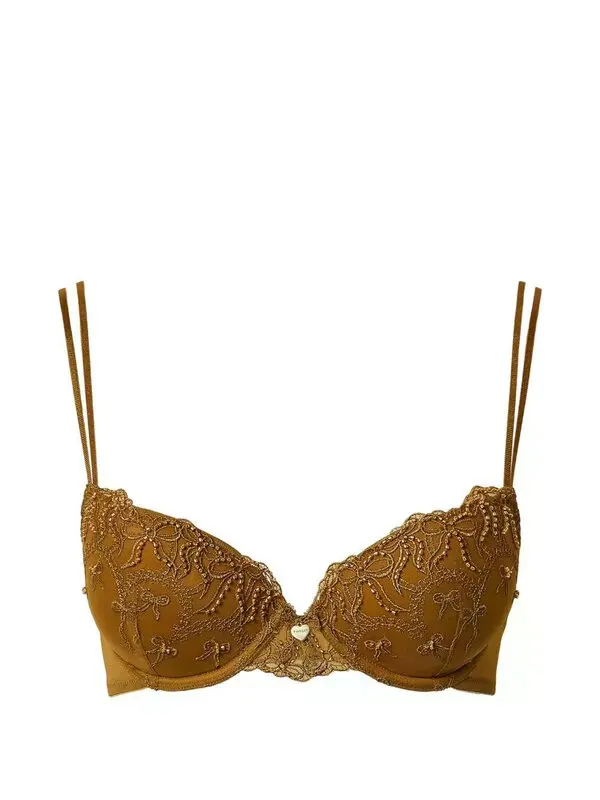 TWINSET Embroidered Tulle Push-up Bra With Bows