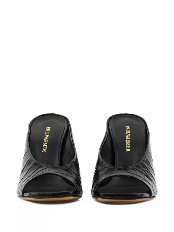 PAUL WARMER Livia Crocodile-effect Leather Mules