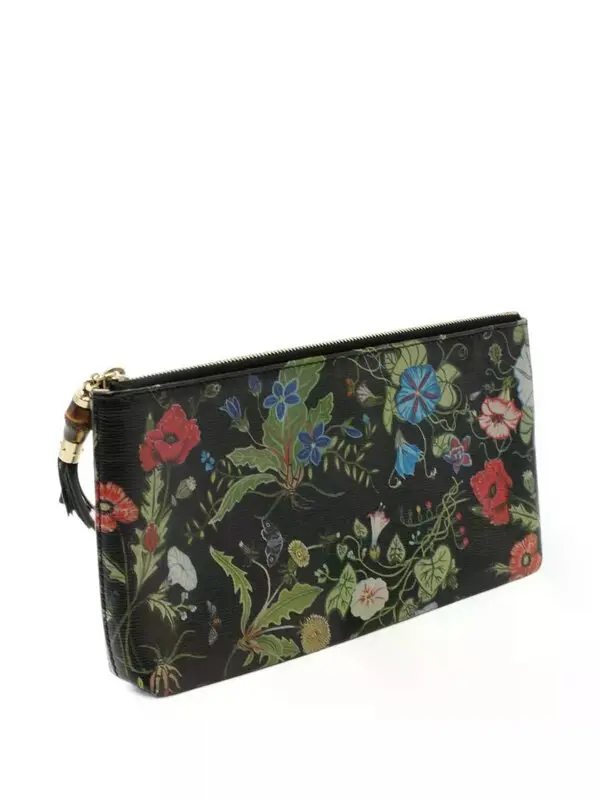 Gucci Flora Busta Grande Bamboo Clutch Bag