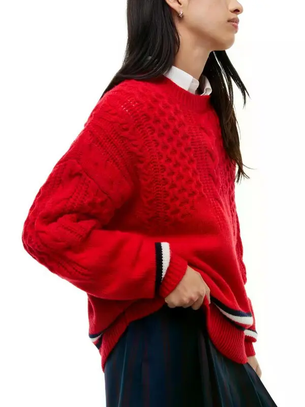 TOMMY HILFIGER Cable-knit Striped Sweater