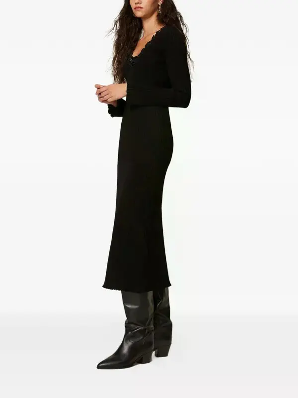 TWINSET Long Knit Dress With Macramé Lace