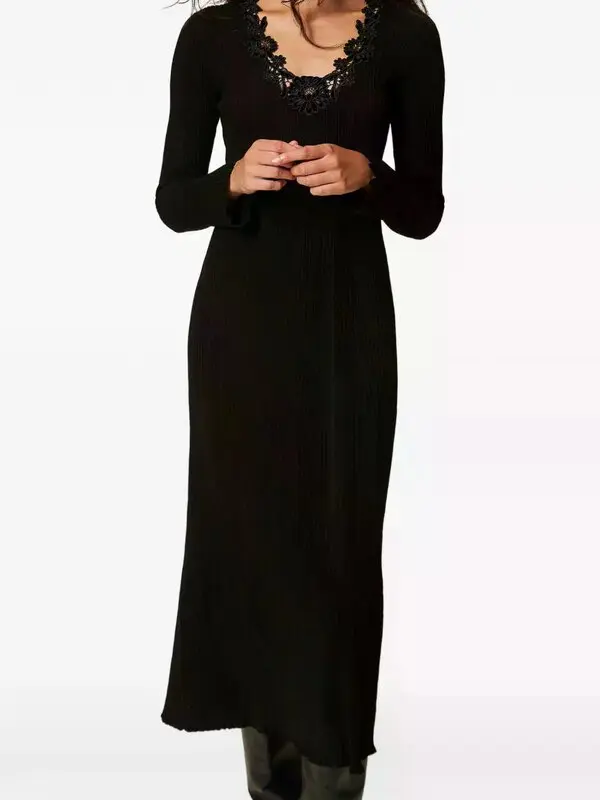 TWINSET Long Knit Dress With Macramé Lace