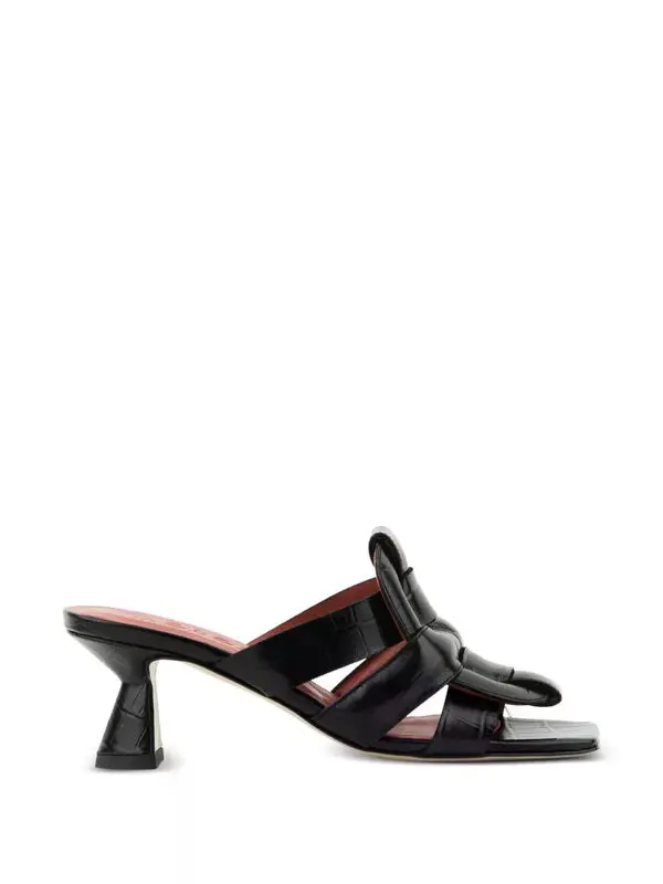 MOROBÉ Crocodile-embossed Leather Heeled Sandals