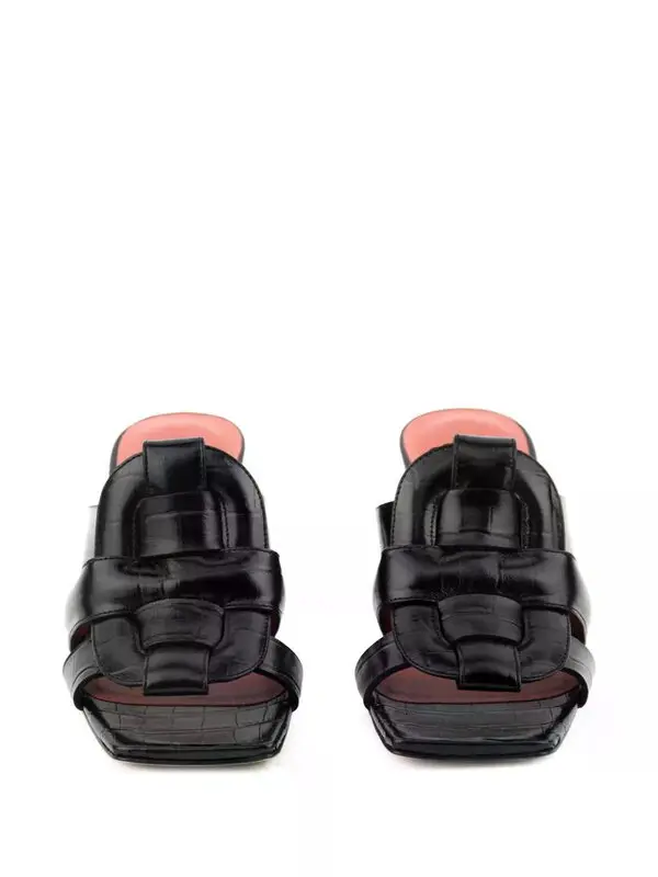 MOROBÉ Crocodile-embossed Leather Heeled Sandals