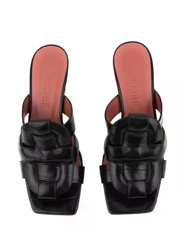 MOROBÉ Crocodile-embossed Leather Heeled Sandals