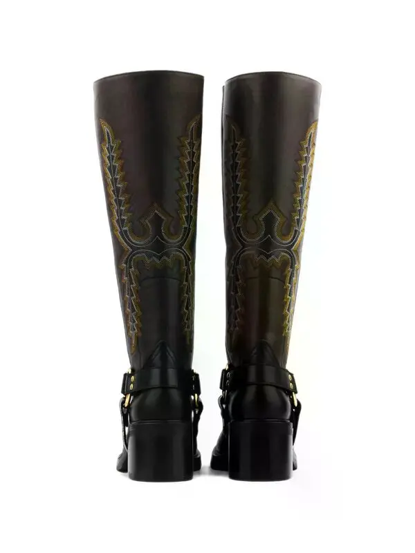 Elena Iachi Embroidered Harness Knee-high Boots