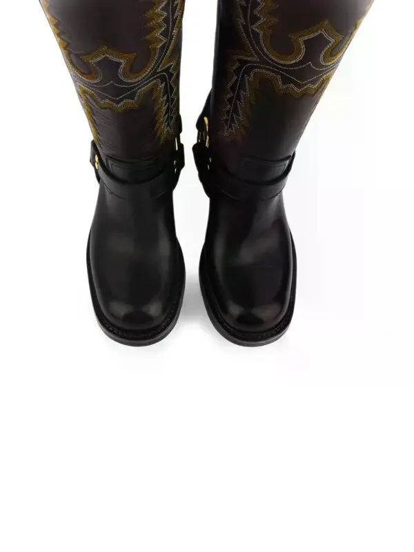 Elena Iachi Embroidered Harness Knee-high Boots