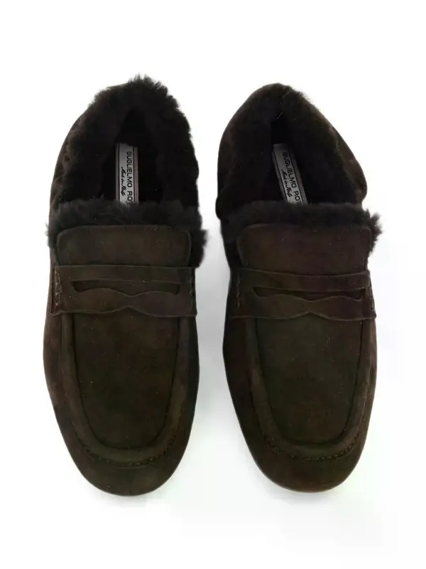 GUGLIELMO ROTTA Shearling-trim Suede Loafers