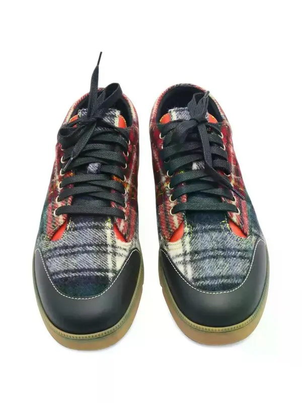 Loewe Plaid Leather-trim Sneakers