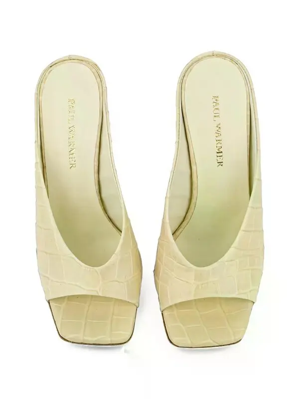 PAUL WARMER Crocodile-embossed Leather Mules