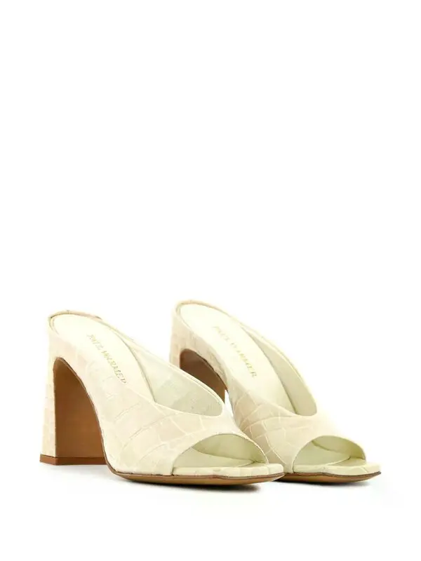 PAUL WARMER Crocodile-embossed Leather Mules