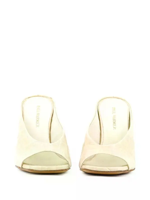 PAUL WARMER Crocodile-embossed Leather Mules