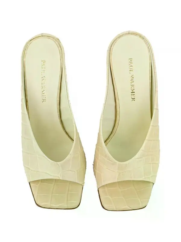 PAUL WARMER Crocodile-embossed Leather Mules