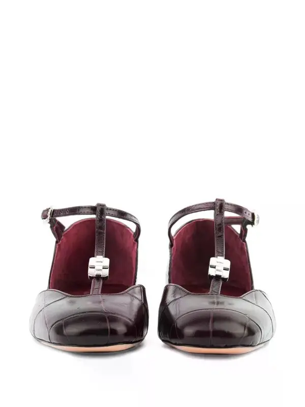 MOROBÉ Florence Crocodile-embossed Leather Mary-jane Pumps