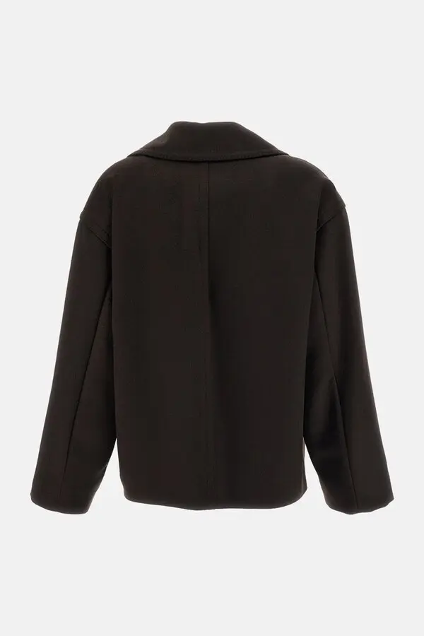 MAX MARA STUDIO Double-breasted Pure Wool Drap Peacoat