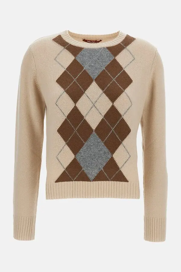 MAX MARA STUDIO Wool And Cashmere Argyle Sweater
